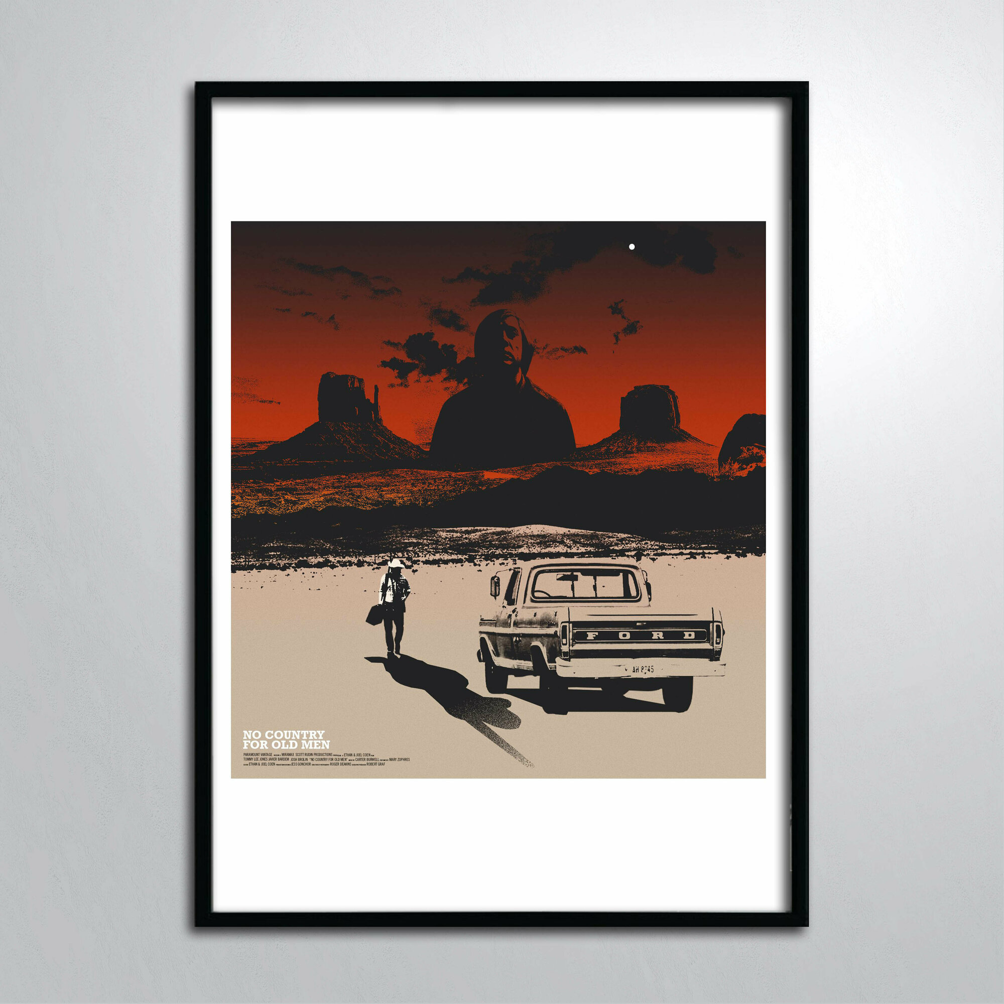 Постер без рамы/Братья Коэн Старикам тут не место Хавьер Бардем Горы No Country for Old Men (А2/420х594)