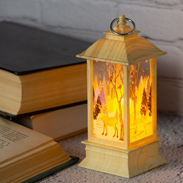 Новогодний фонарик со свечой Северный Олень 13 см, подвеска, Sigro, 54-0079-3