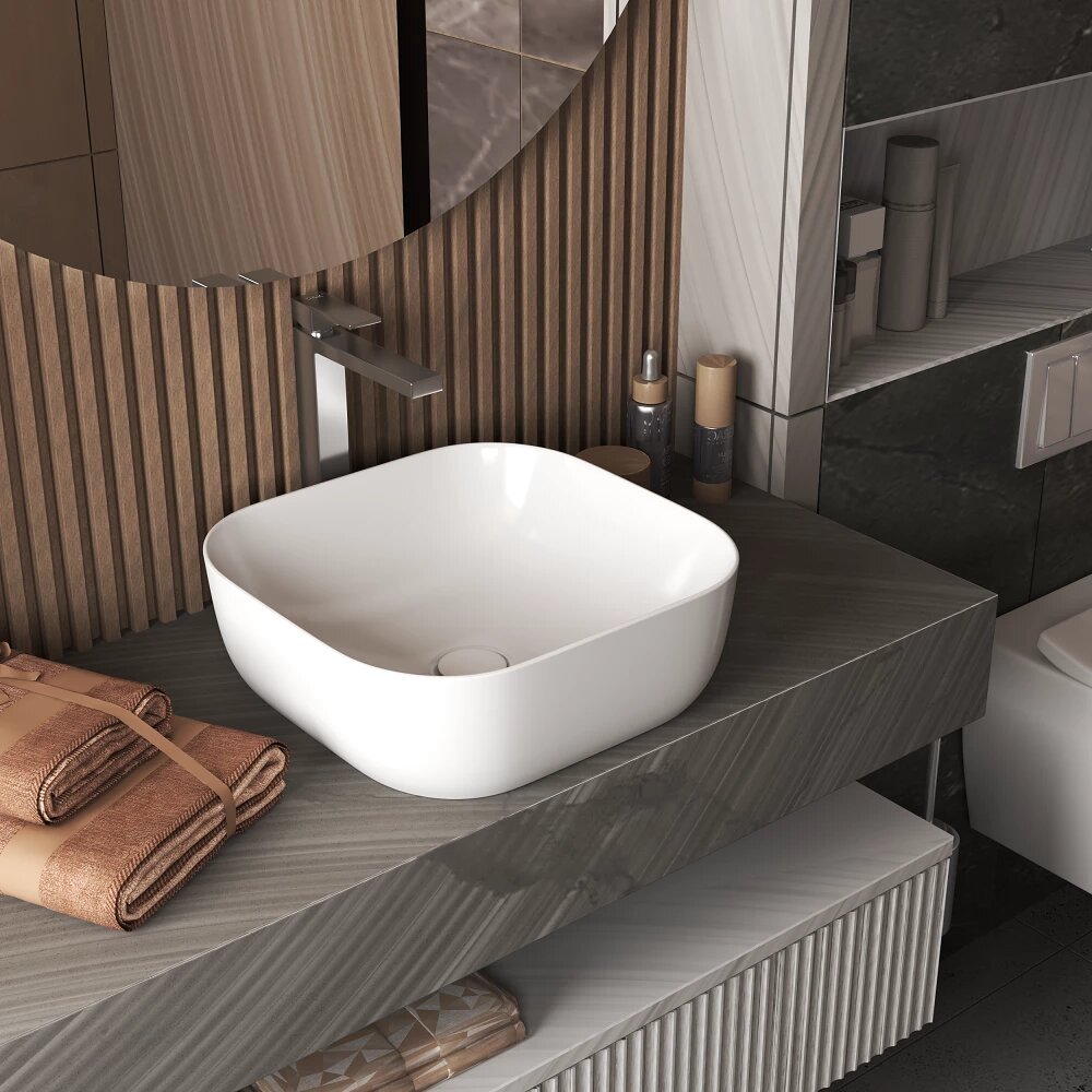 Раковина для ванной/ Раковина накладная D&K Berlin (DT1020616), 410*410*150мм, без перелива, фарфор