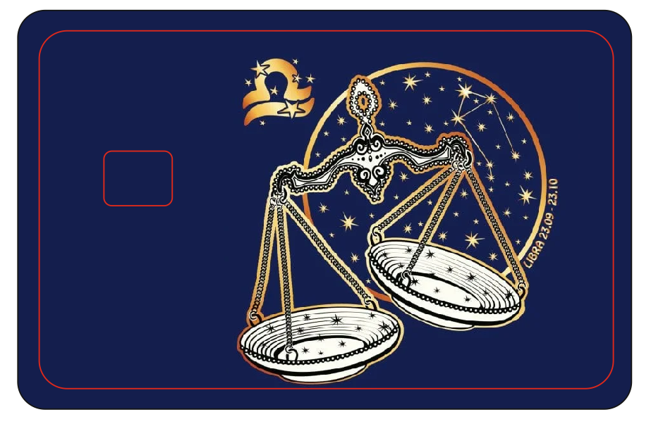 Наклейка на банковскую карту, знак зодиака весы
