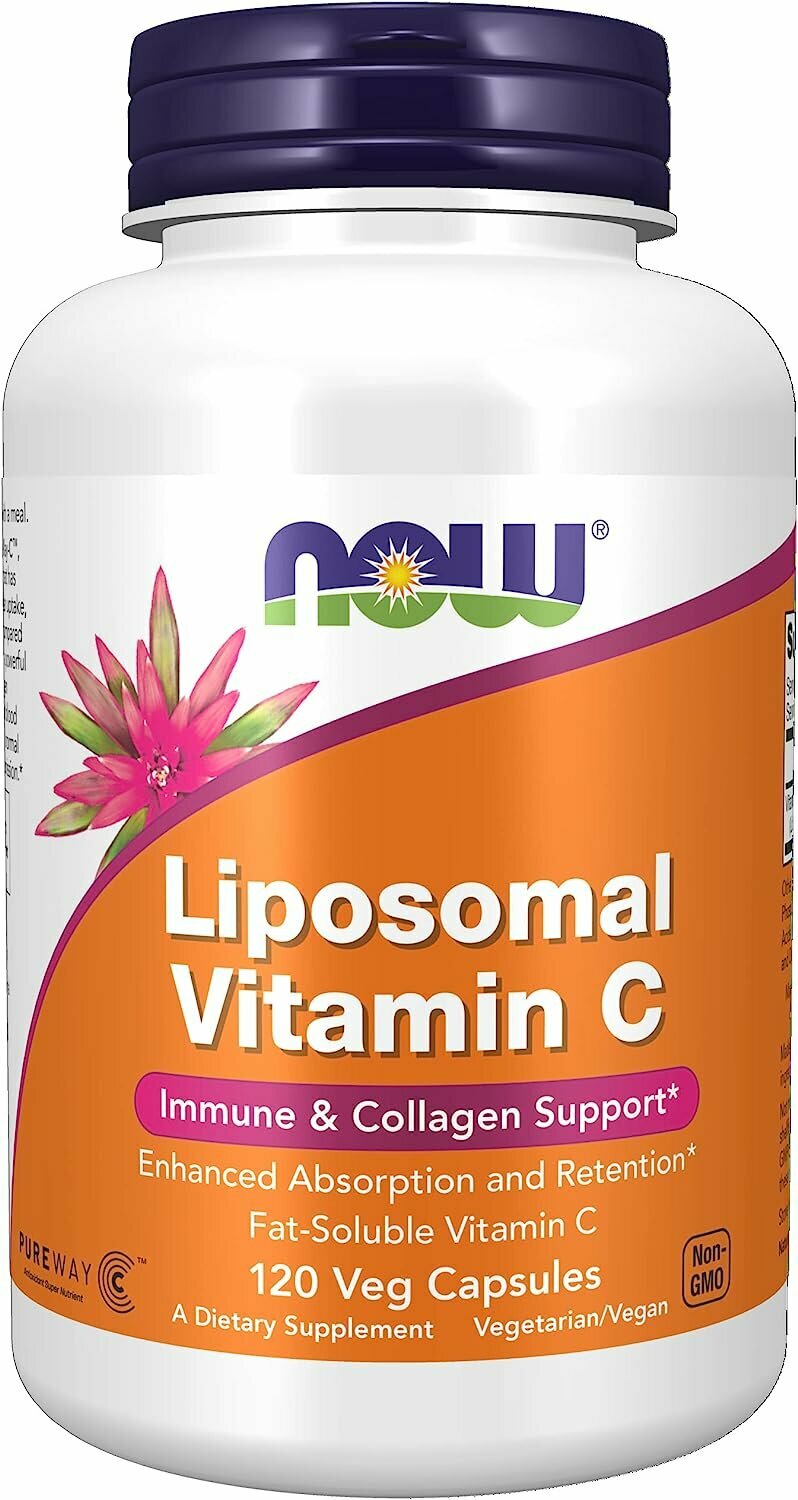 Липосомальный Витамин С, NOW Liposomal Vitamin C, 120 растительных капсул, Антиоксидант, для кожи, для костей и суставов