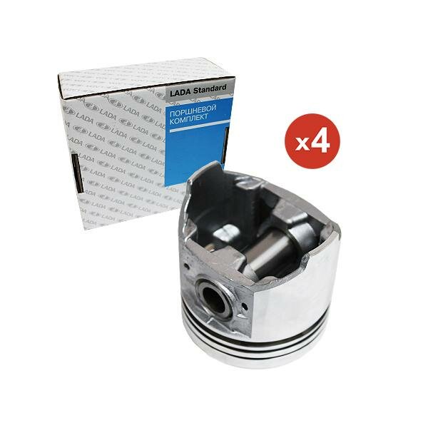 Комплект поршней 21011 (4 поршня + 4 пальца) ремонтный размер 80,0 Класс E (двигатель 21011, 2106)