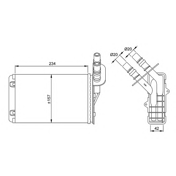 NRF 53382 (7701044790 / 77010447907701045552 / 7701045552) радиатор отопителя Renault (Рено) Clio (Клио) 1.2 98-