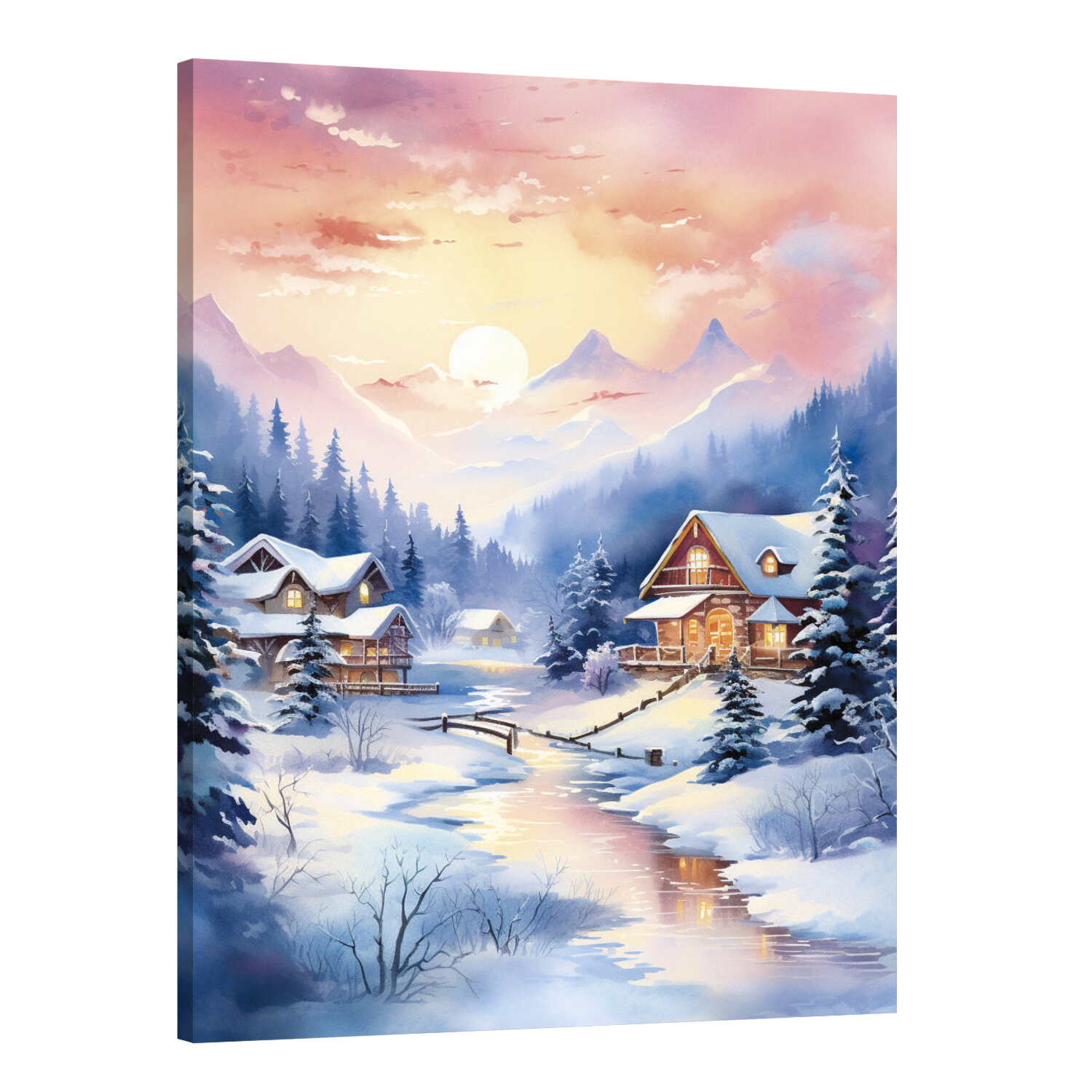 Интерьерная картина 50х70 "Зимняя деревня"