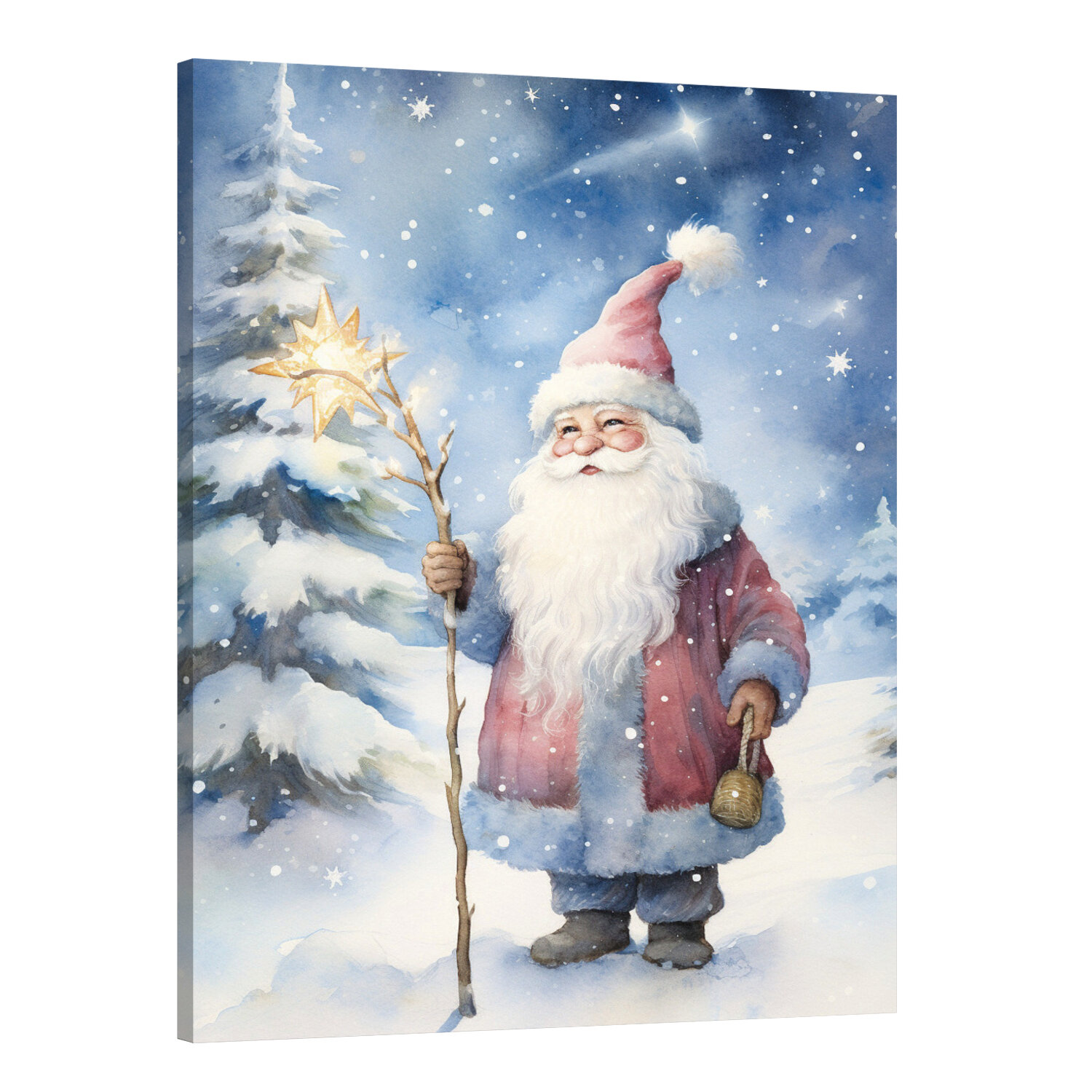Интерьерная картина 50х70 "Снежный Дед Мороз и его волшебный посох"