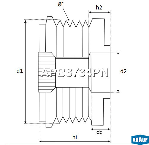 Шкив обгонный генератора Krauf APB8734PN