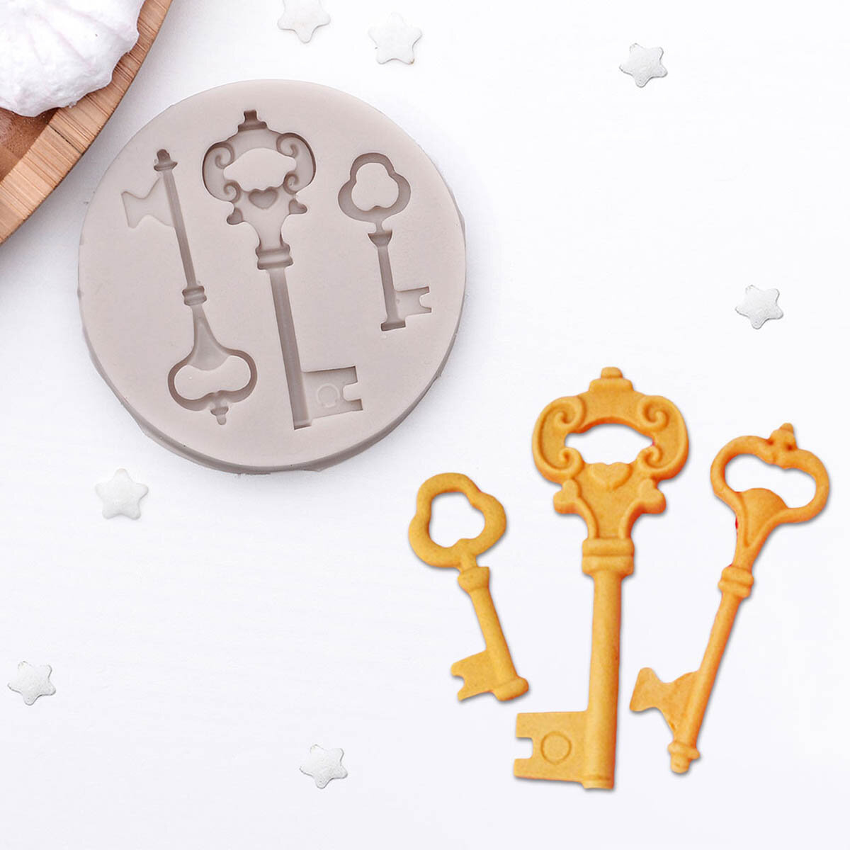 Молд силиконовый для шоколада, воска, мыла, гипса и эпоксидной смолы 'Три ключа', 6,5*1 см, Арт Узор