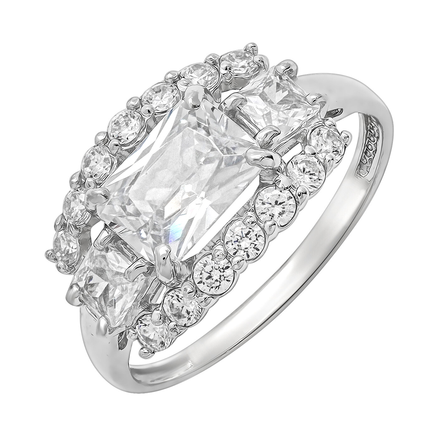 Кольцо, серебро, 925 проба, фианит