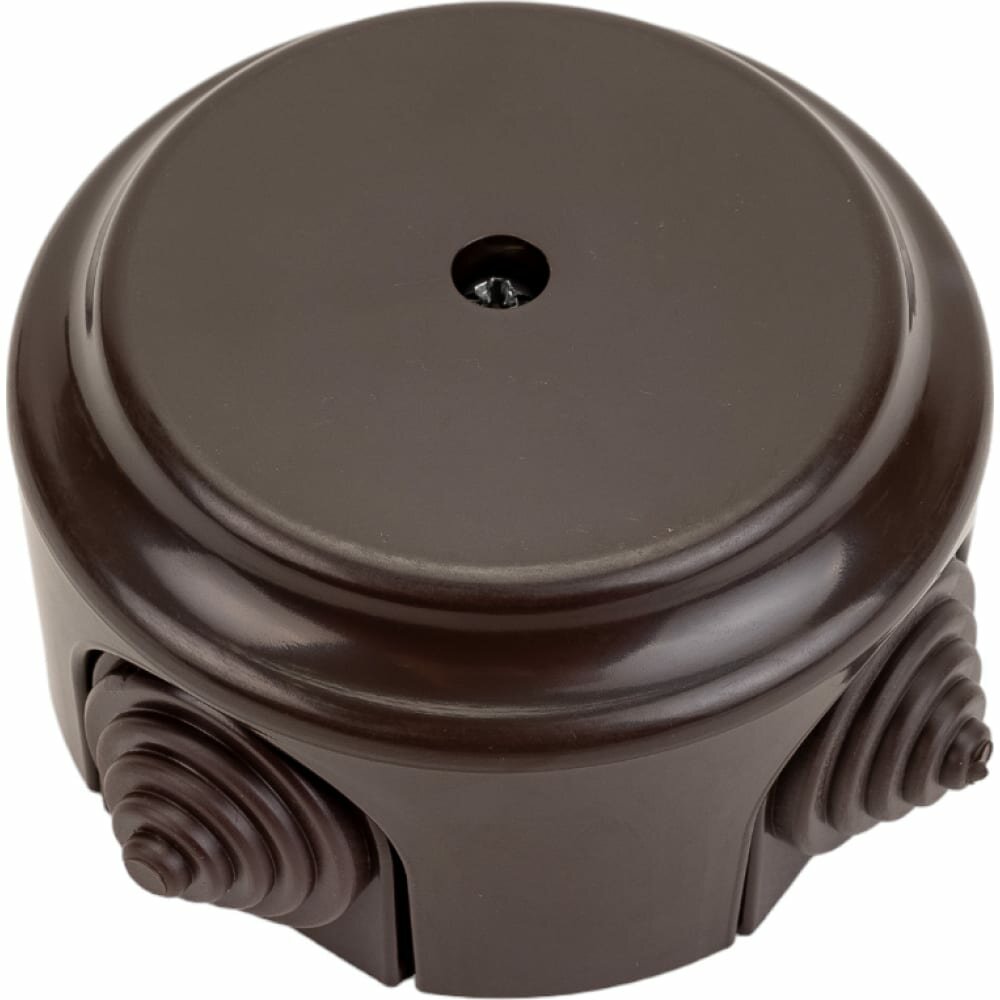 Монтажная коробка BYLECTRICA КМ-449 открытой установки, с сальниками, диаметр 80 мм, серия ретро, КМ-449 шоколад