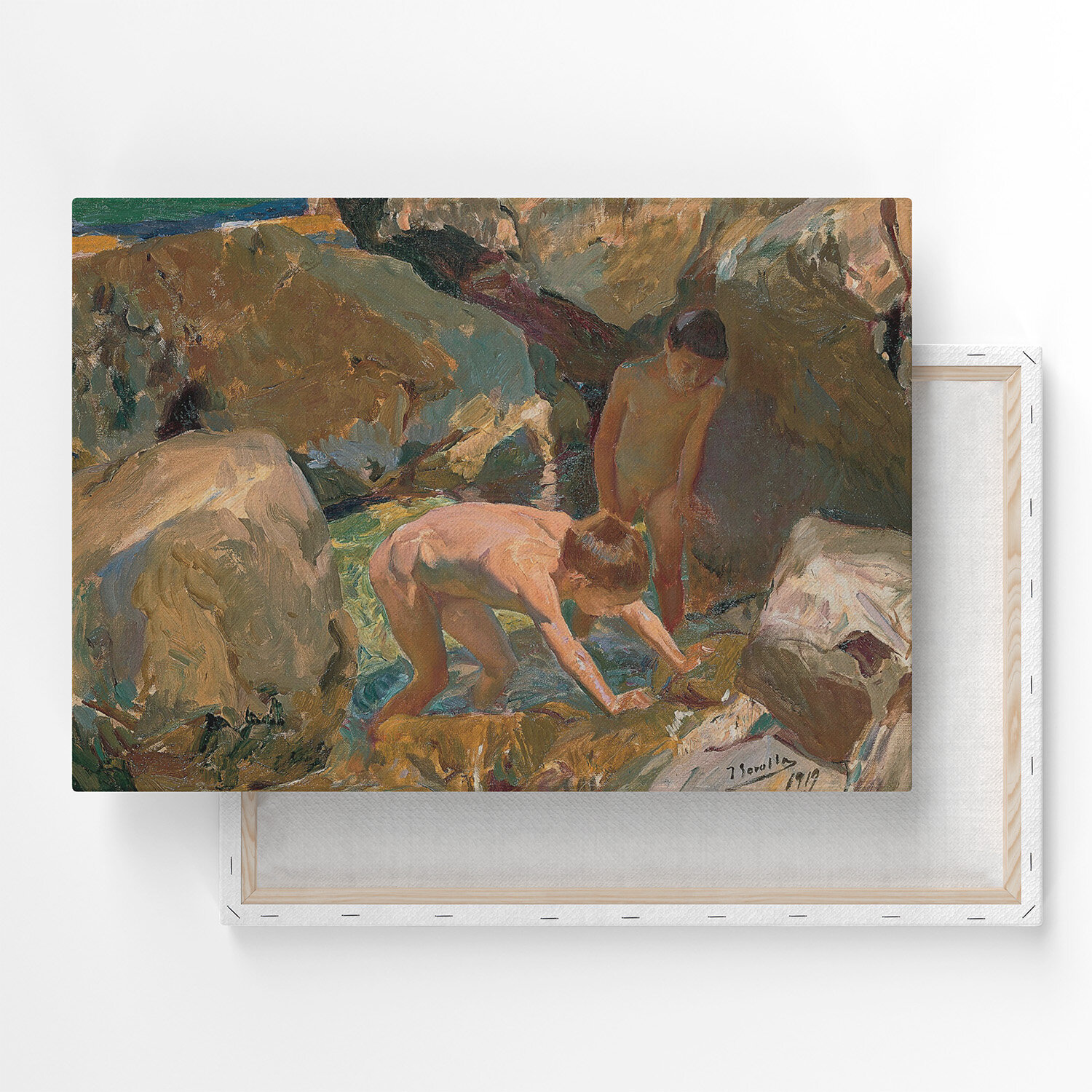 Картина на холсте, репродукция / Хоакин Соролья - Children Looking for Shellfish / Размер 40 x 53 см