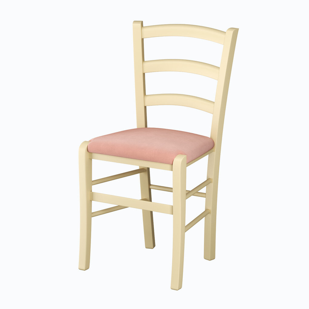 Стул деревянный эльба, массив бука, эмаль слоновая кость, розовый, Zenit 21