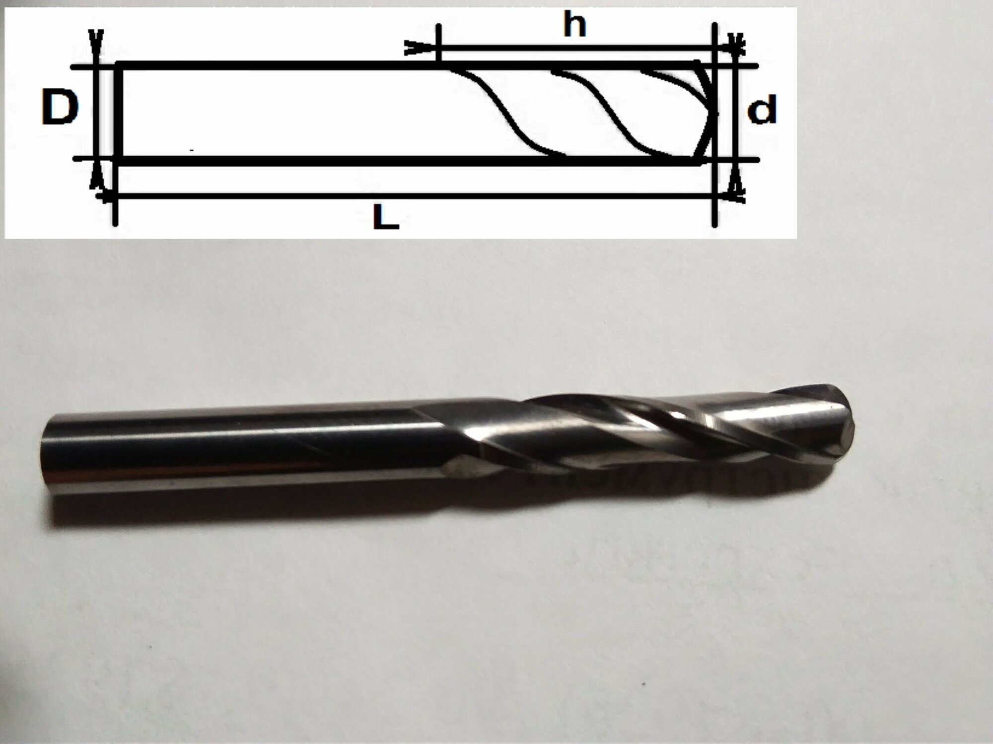 Спиральная двухзаходная сферическая (для 3D) SLQ522, d-5/ h-22/ D-5/ L-48. X series для чпу станка