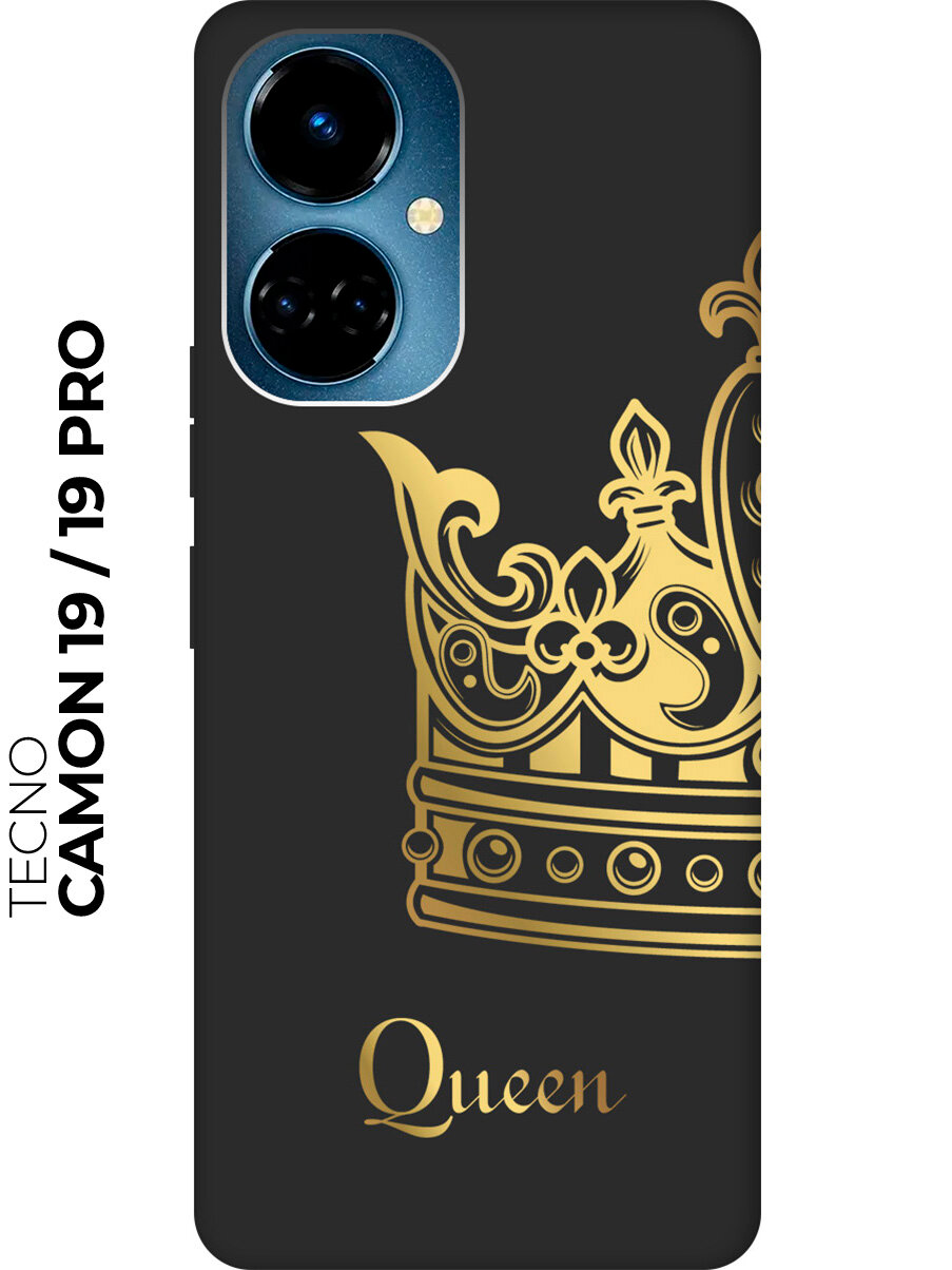 Силиконовый чехол на Tecno Camon 19 / 19 Pro / Техно Камон 19 / 19 Про с рисунком "True Queen" Soft Touch черный