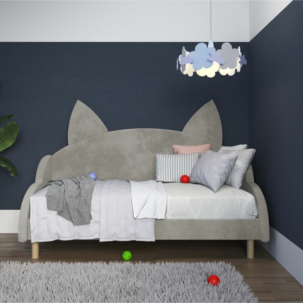 Детская мягкая кровать тахта 3 спинки 90x190 Бэкки цвет Бежевый