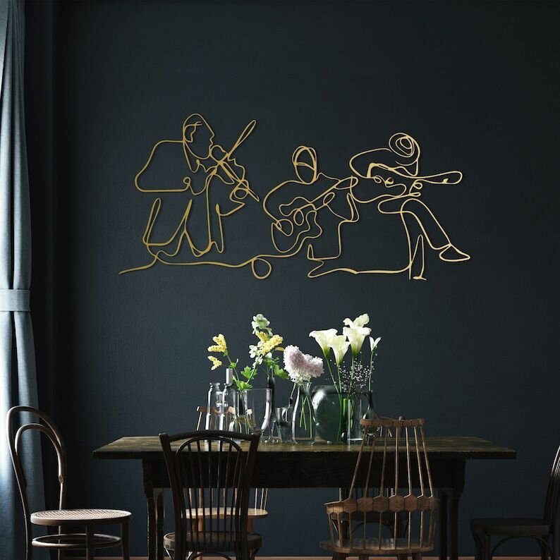 Декоративное панно деревянное, Оркестр (матовое золото)