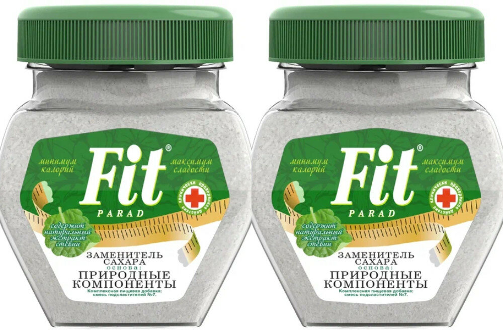 Заменитель сахара № 7 Смесь Фит Парад, на основе эритрита и стевии 180 гр, 2 шт.