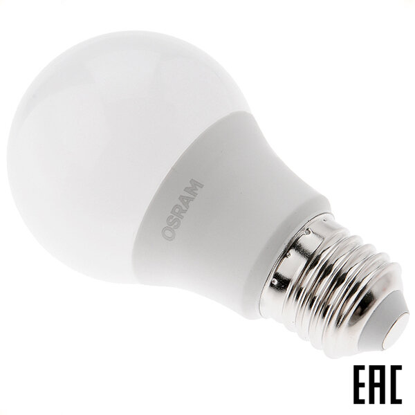 Лампа 7Вт 78760 LVCLA60 7SW/840 230V FR E27 560Лм 4000K светодиодная груша холодный белый свет (OSRAM) (4 шт. в комплекте)