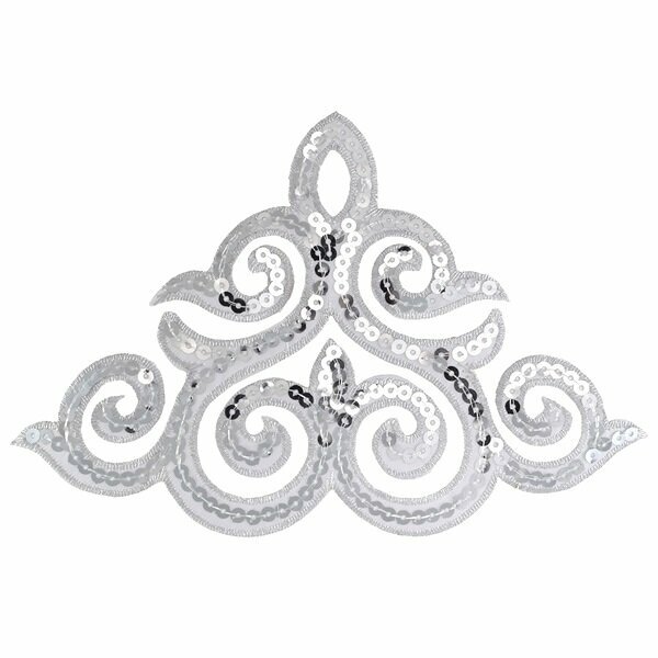 Термоаппликация с пайетками для танцевальных, национальных костюмов, обуви, 19*13 см, упак. 2 шт: цвет: серебристая