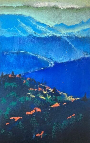ART-Salon at Oktyabrskaya "В горах" 26,5х17 см; бумага, акварель, пастель; ручная работа