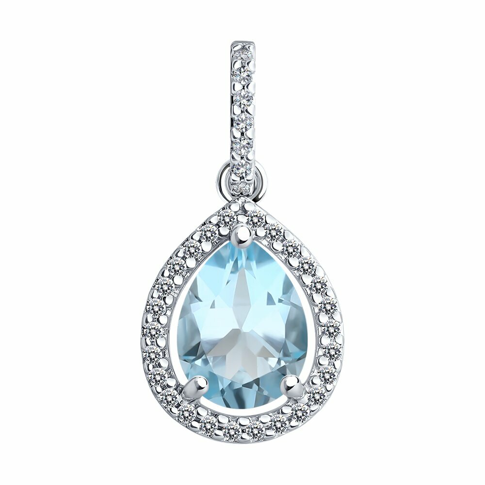 Подвеска, серебро, 925 проба, топаз, фианит