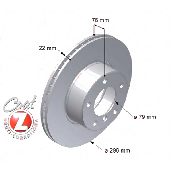 ZIMMERMANN 150.1284.20 (34111163013 / 34111163081 / 34111164839) диск торм BMW (БМВ) e39 95- пер вент 296x22