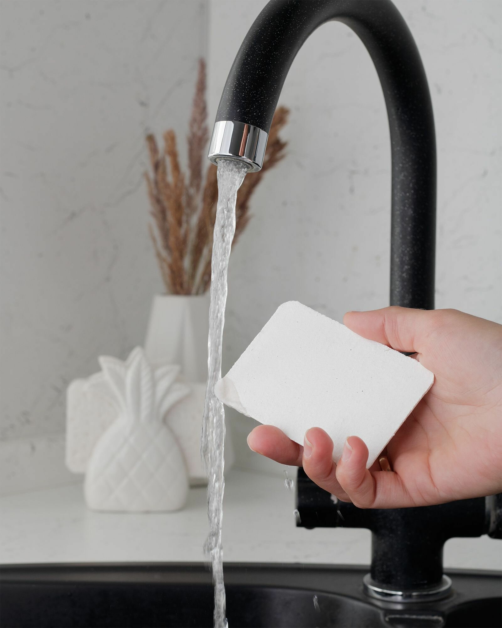 Губки целлюлозные для мытья посуды белые прессованные, 3 шт.