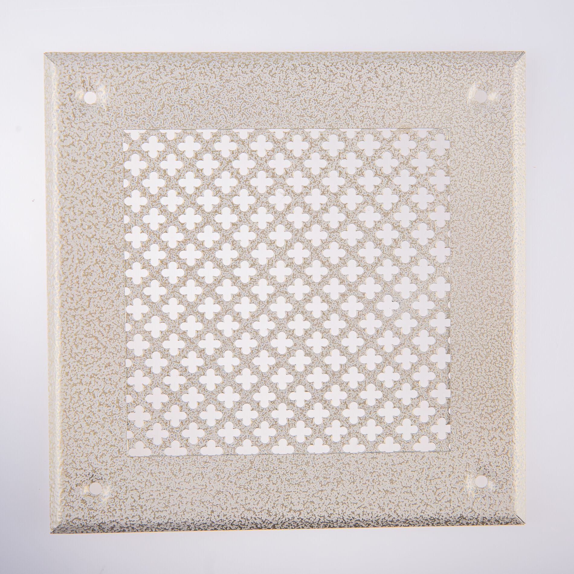 Решетка вентиляционная 250х250мм, металлическая на саморезах, цветок, антик белый