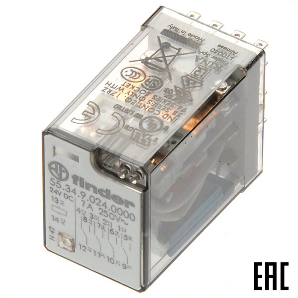 Реле промежуточное 553490240000 24В DC 7А 4перекл контакта серия 55 (Finder)