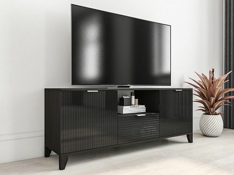 Комод для вещей "Сканди 15" 150х60х40, венге цаво / черный глянец