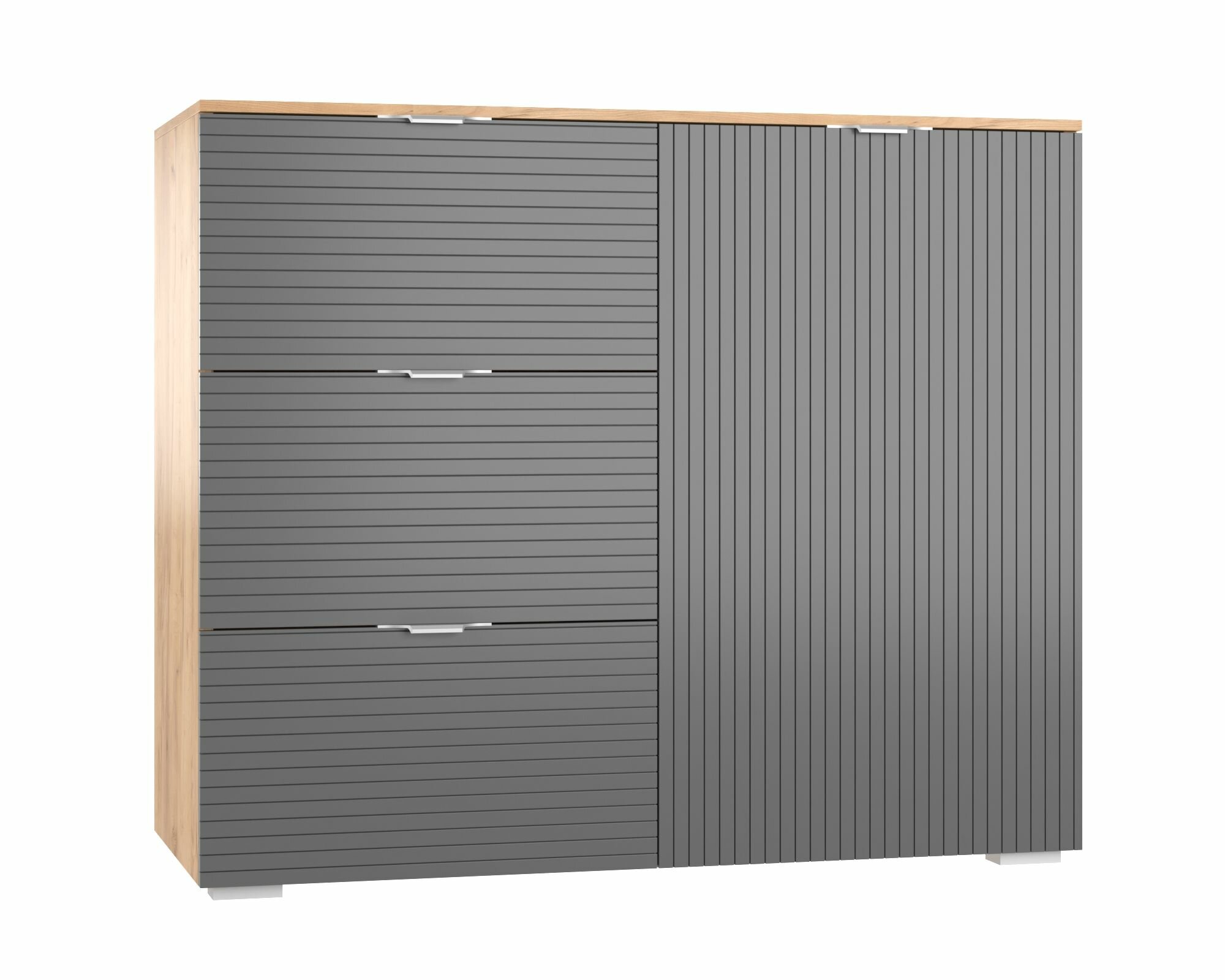 Комод для вещей "Аметист 3" 120х100х50, дуб крафт золотой / графит