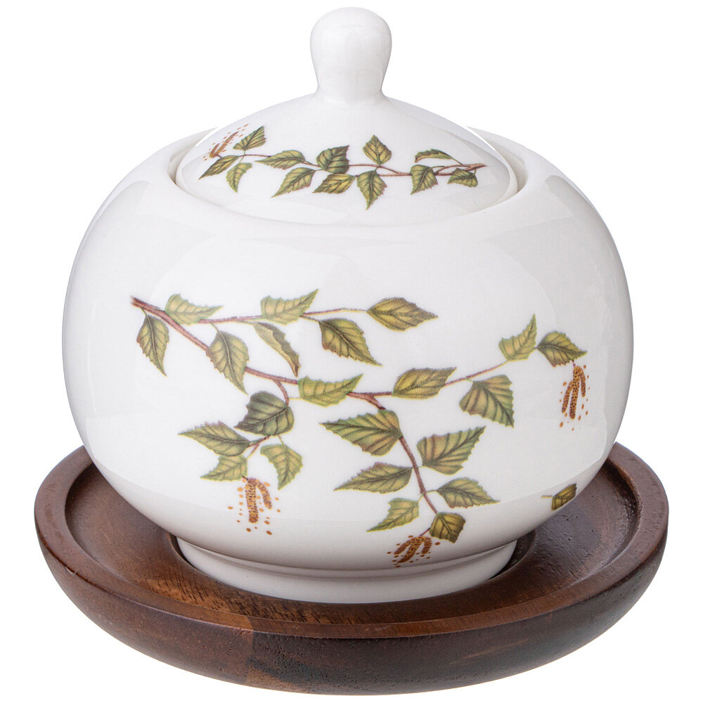 Сахарница lefard березки 380 мл на дерев. подставке KSG-85-2021