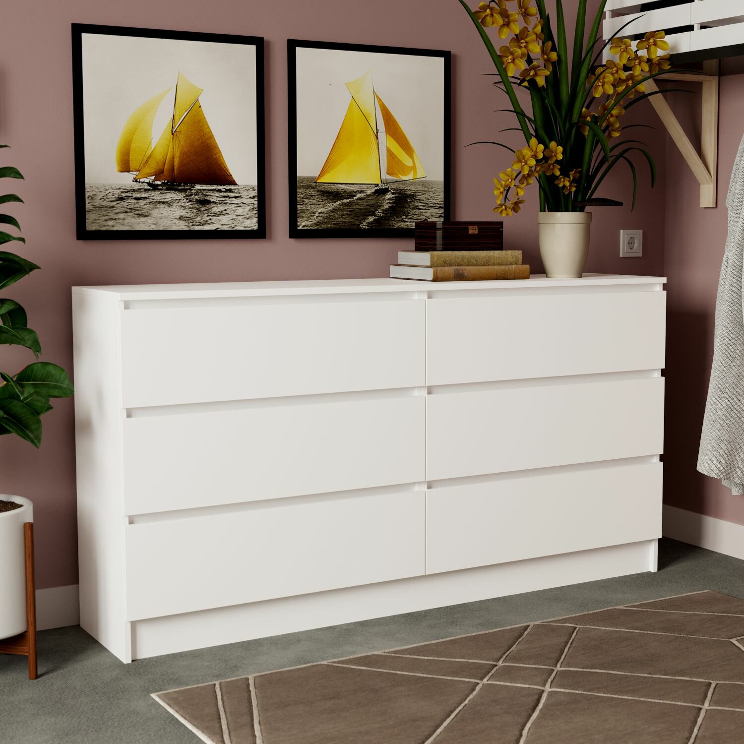 Комод Мальм-6 120х72, Белый