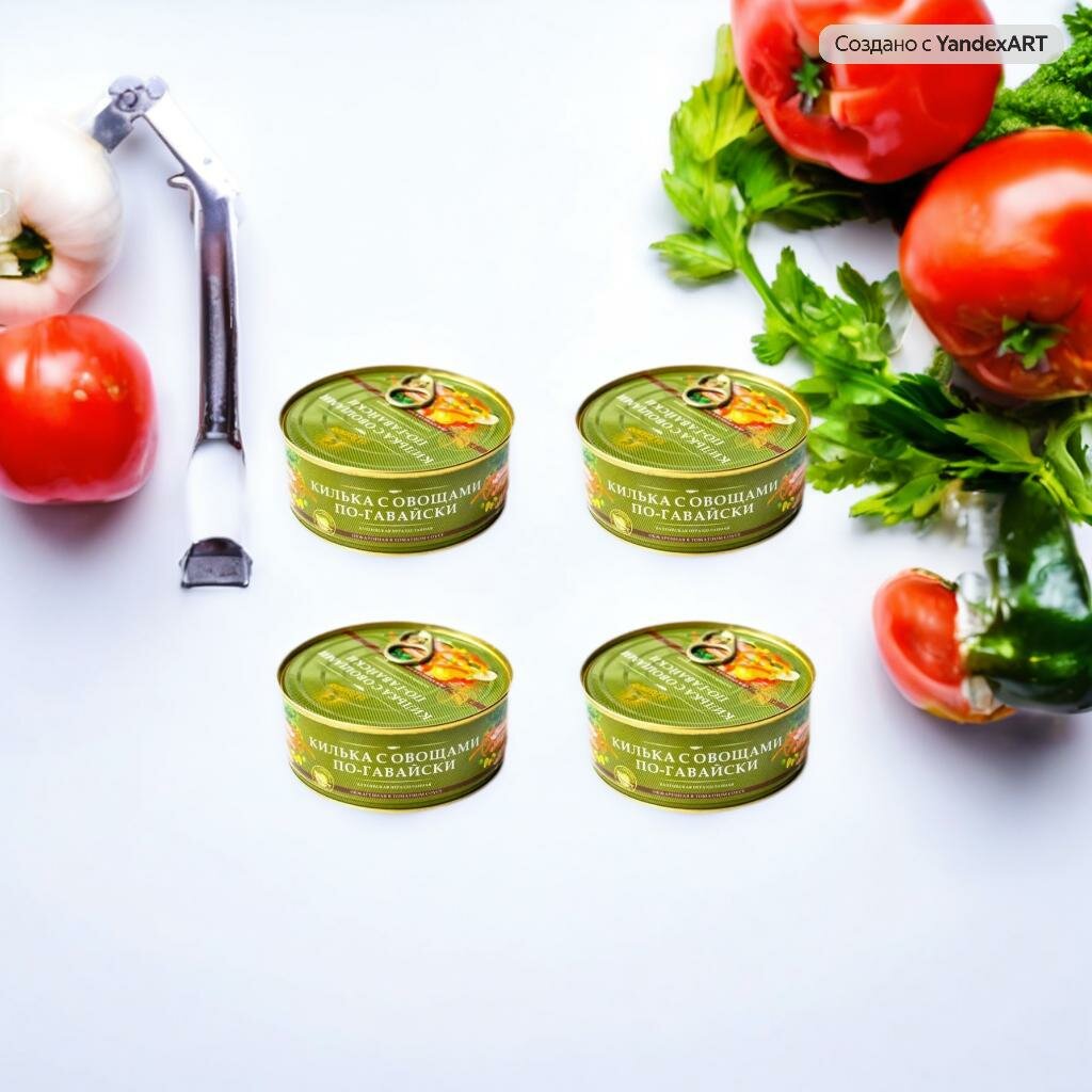 Килька с овощами по-гавайски обжаренная в томатном соусе 240 гр. "За Родину"с ключом 4 шт.
