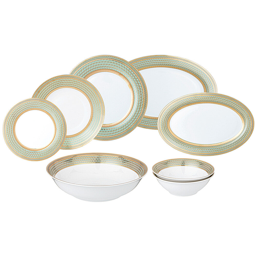 Столовый сервиз lefard золотая сетка на 6 пер. 23 пр. Мятный KSG-770-223