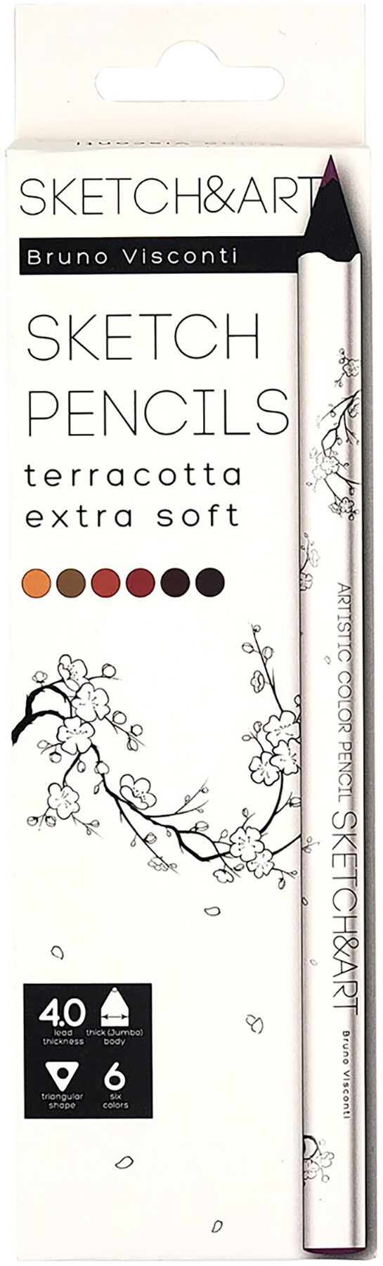 Скетч карандаши Sketch&Art. Терракота, утолщенные, 6 цветов