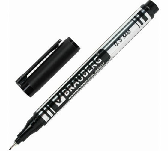 Маркер для CD и DVD , BRAUBERG черный, супертонкий металлический наконечник 0,5мм, 12 шт 150512