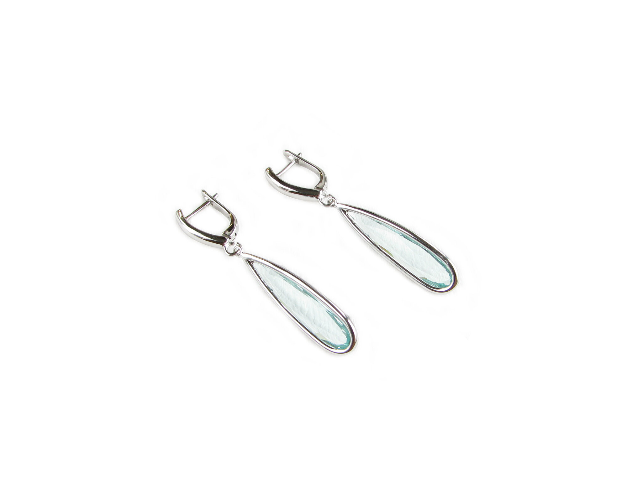 Серьги с подвесками, фианит, стекло