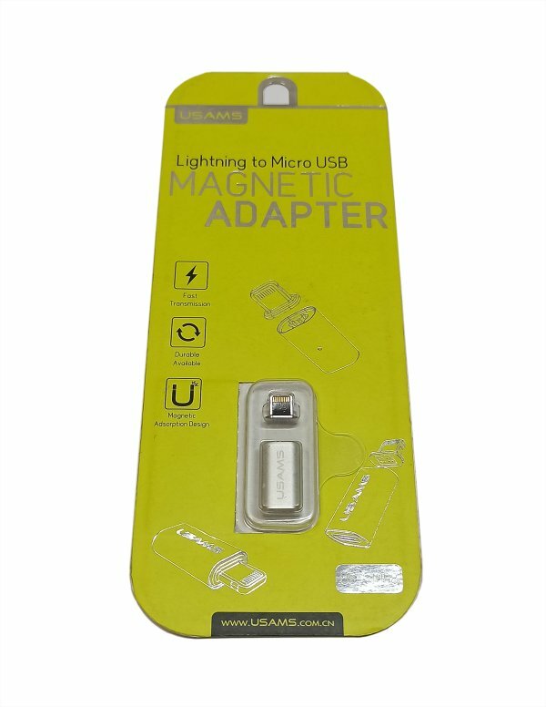 Переходник USAMS micro-USB to lightning, silver магнитный разъем