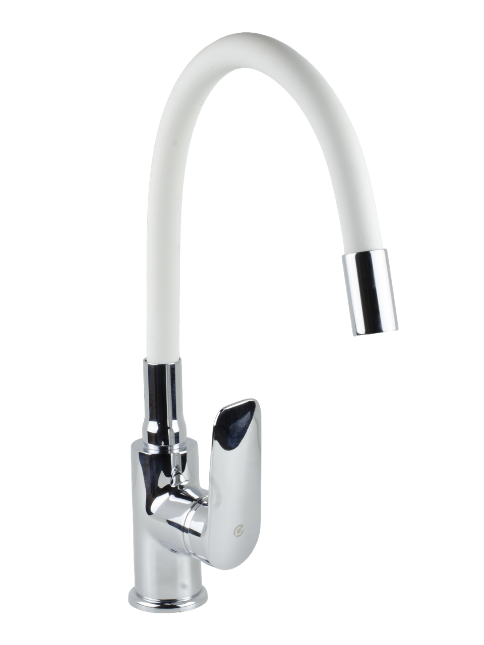 Смеситель Кухня SANTREK -1010 "PRESTIGE" (SAP-1010) шар. d-35 с силиконовым изливом, Белый/Хром