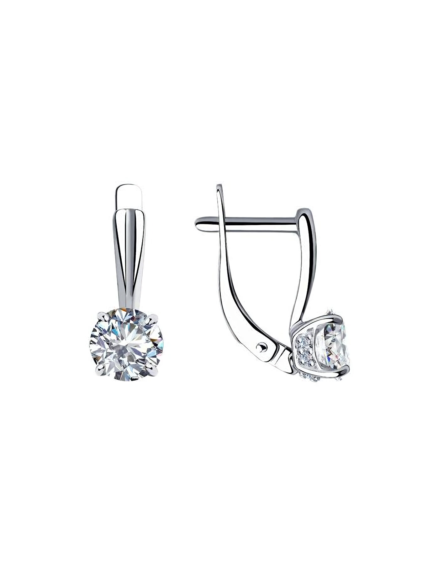 Серьги, серебро, 925 проба, родирование, фианит