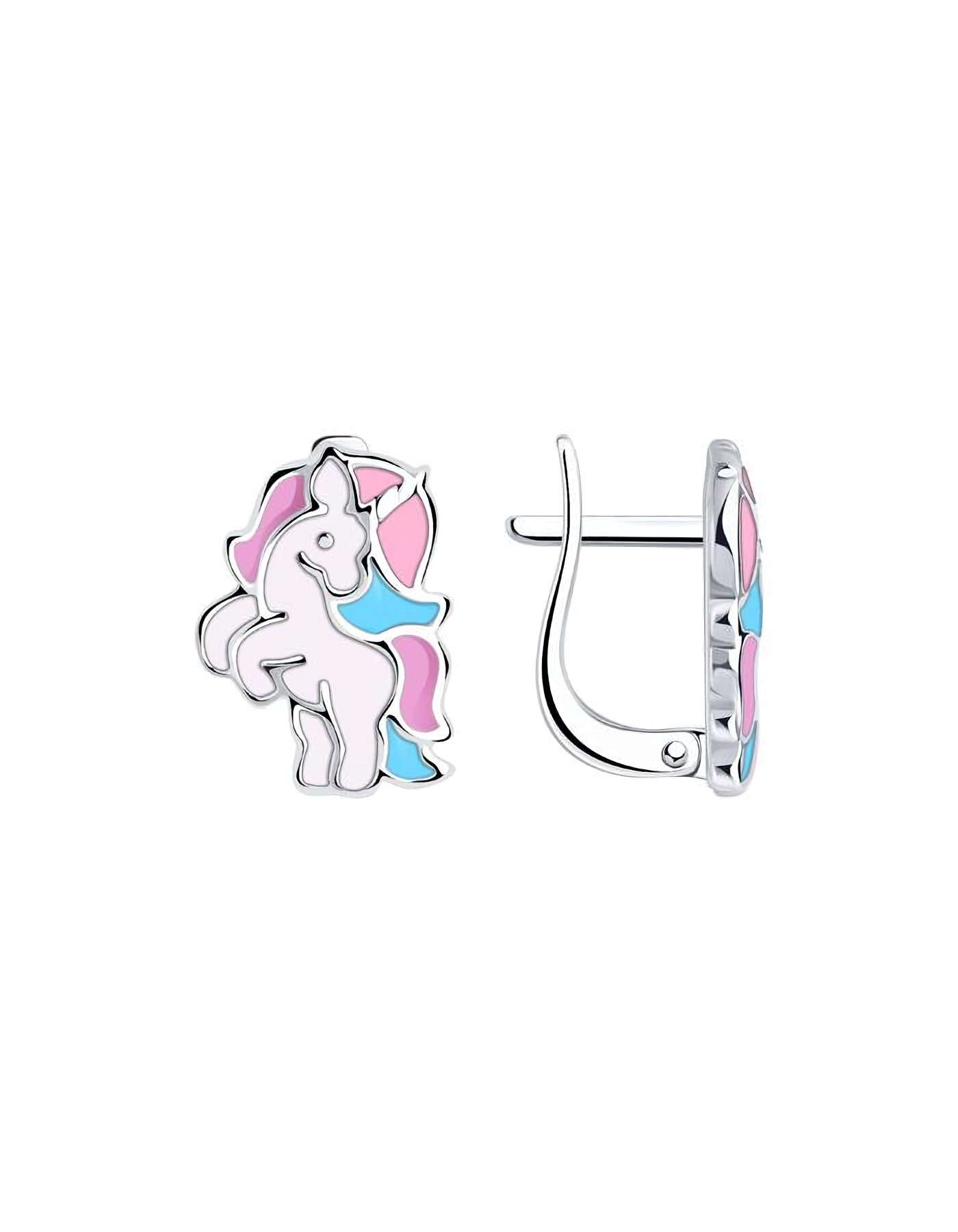 Серьги, серебро, 925 проба, родирование, эмаль