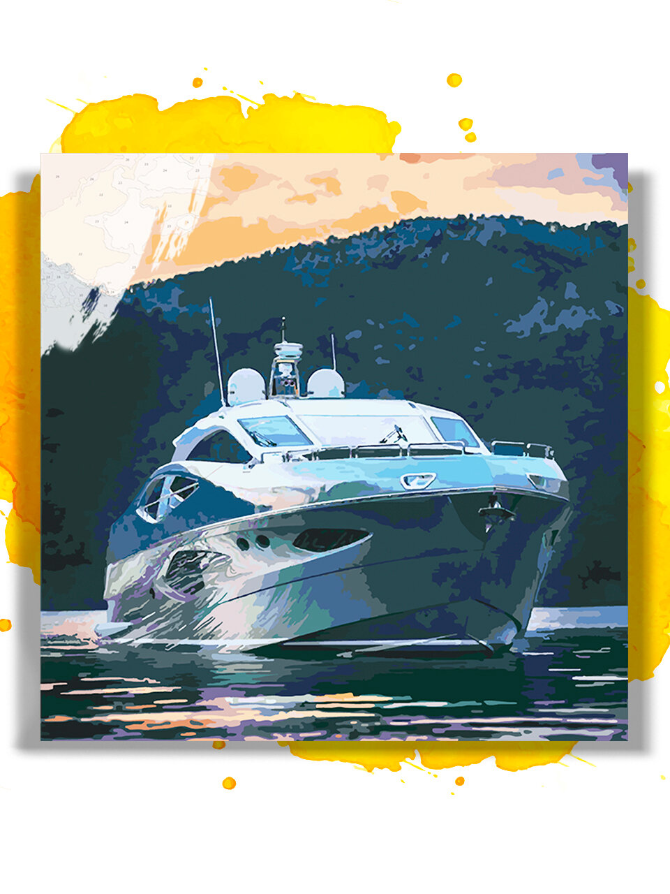 Картина по номерам на холсте Яхта на закате, 40 х 40 см