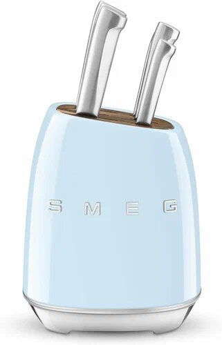 Набор бытовых ножей SMEG из 7 предметов с подставкой, голубой