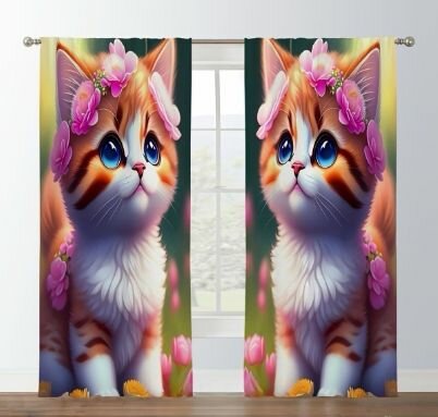 Фотошторы "Габардин", для детской, крепление на шторной ленте, 300x260см