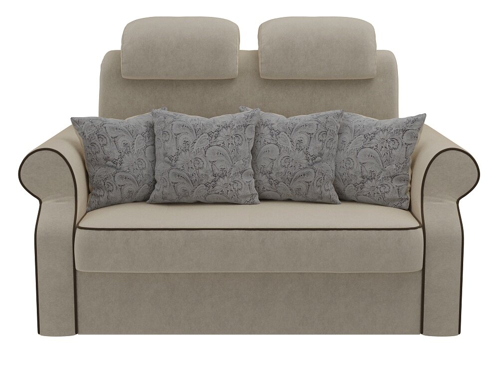 Прямой диван Соло Бежевый Микровельвет, аккордеон, 155х100х90 см, с ящиком для белья