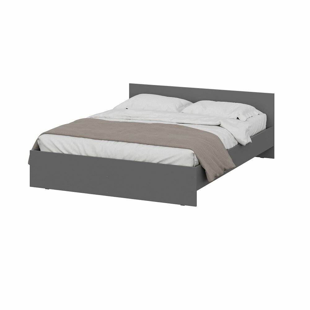 Кровать с проложками Денвер, материал ЛДСП, цвет графит, размер спального места 160x200 см