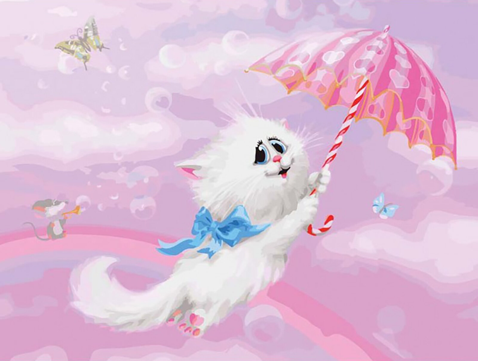 Живопись на холсте Белая кошечка