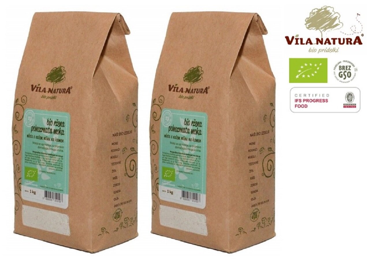 Мука ржаная цельнозерновая жерновая био Vila Natura Словения 2х1кг