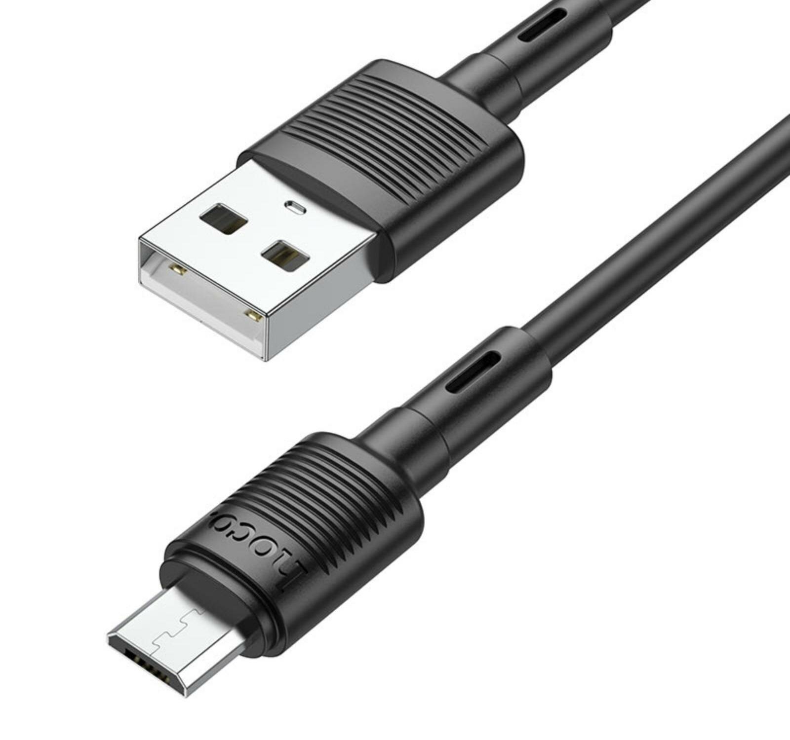 Кабель Hoco X83, Micro USB - USB, 2.4 А, 1 м, передача данных, ПВХ, чёрный