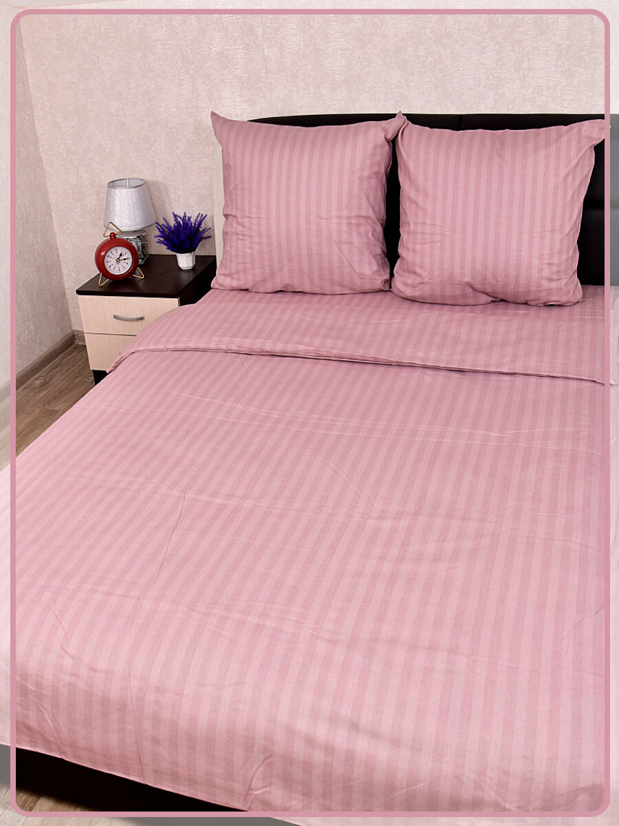 Постельное белье бязь Страйп вид 7/5 пудровый 2 спальное